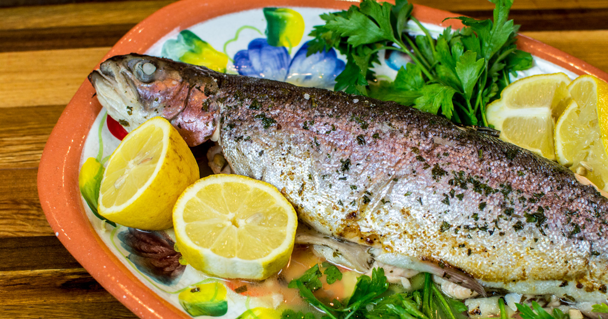 Garlic Lemon Trout - I See Spain – Handcrafted Spanish Grater Plates ...